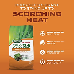 Scotts Turf Builder Grass Seed Bermudagrass with Fertilizer and Soil Improver, Drought-Tolerant, 4 lbs.
