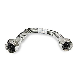 2 Pack Heavy Duty Durable Stainless Steel Corrugated Water Flex Connector with Extra Thick Washers for Water Heater and Water Softener (18x1 FIP)