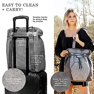 Petunia Pickle Bottom Cinch Convertible Backpack - Baby Bag - Baby Diaper Bag for Parents - Baby Backpack Diaper Bag - Stylish, Spacious, Secure Backpack for Busy Modern Moms & Dads - Shadow Leopard