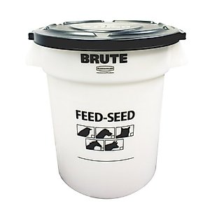 Rubbermaid Commercial Products Feed and Seed BRUTE Container with Lid, 20 Gallon Trash Can, Food Storage