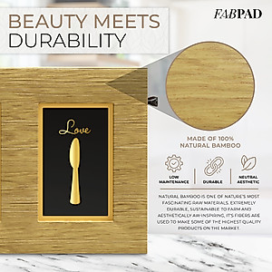 Bamboo Silverware Caddy, Cutlery Holder with Handle - 3 Compartment Utensil Holder and Easy to Clean Spoon Fork Knife Holder - Non-Slip utensil holder for kitchen counter and farmhouse kitchen décor