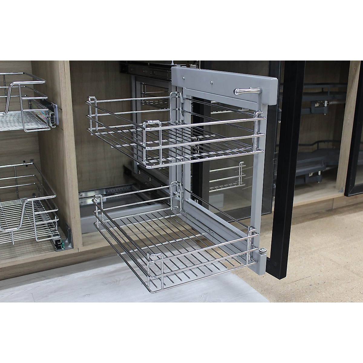 Tuhome Blind Corner Cabinet Organizer Grilled Base Silver X1 UN