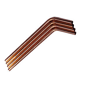 Set of 4 - Bent Pure Copper Drinking Straws in Black Velvet Bag with Cleaning Brush. Part of the 1897 Collection from Cuyahoga Copper