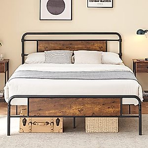 IDEALHOUSE Full Size Bed Frame with Headboard, Premium Metal Platform Bed with Heavy Duty Steel Slats, 12" Under Bed Storage, Noise Free, Easy Assembly, No Box Spring Needed