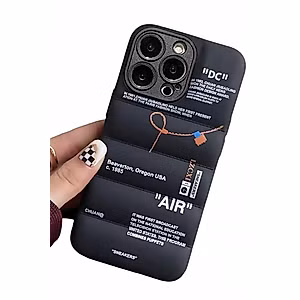 IAIYOXI Puffer Case with Sports Shoes Brand Design for iPhone 13 Pro Max,Sneakers Ins White or Black Label Soft Cover-Black Puffy Cover for iPhone 14 13 12 11 Pro Max Plus X XS XR 7 8 (Black)