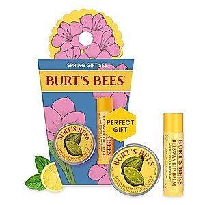 Burt's Bees Stocking Stuffers, Spring Surprise Set, Original Beeswax Lip Balm and Lemon Butter Cuticle Cream, Natural Origin Lip Moisturizer With Responsibly Sourced Beeswax Christmas Gifts, 2 Count