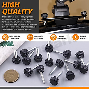 Rustark 20Pcs M4 x 20mm Threaded Knurled Thumbscrew Clamping Knobs Grip Thumb Screw Assortment Kit, Knurled Clamping Knob Grip Black Round Clamping Screws