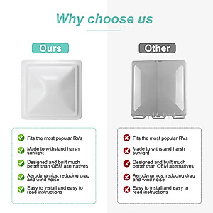 LBK 14" Universal RV, Trailer, Camper, Motorhome (White 2 Pack) Roof Vent Cover - Vent Lid Replacement, Made In USA