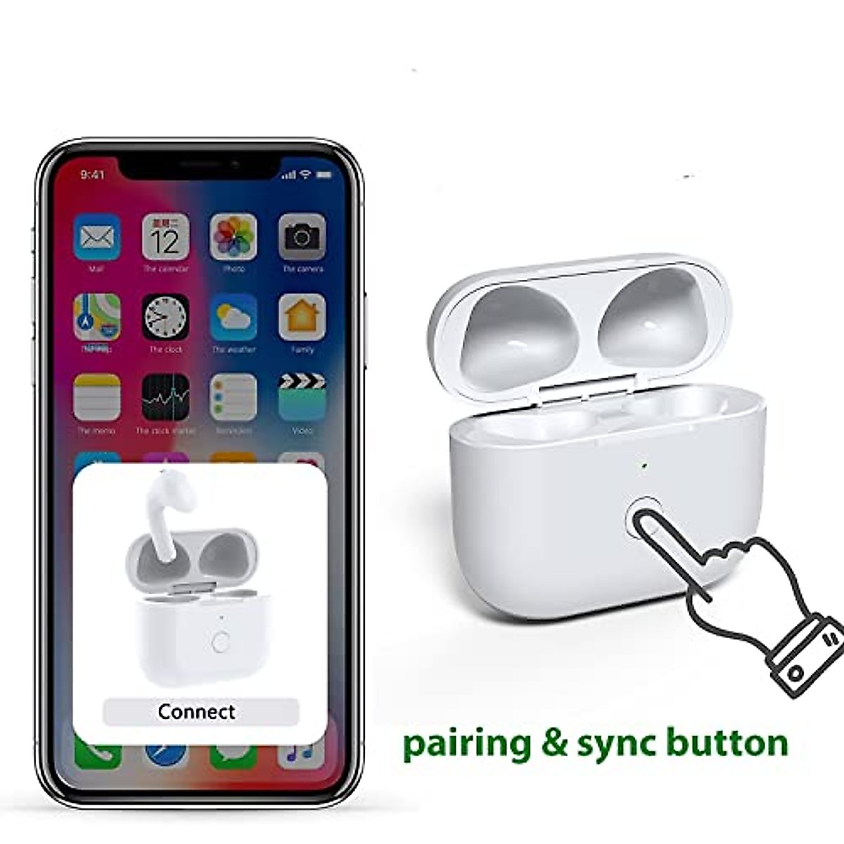 Newest Replacement Charging Case Compatible with AirPod 3rd Generation, Air pods 3 (Not for Airpod Pro) with Pairing Sync Button Without Earbuds, White