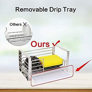 OTONIS Sponge Holder For Kitchen Sink Tray Organizer Adhesive Soap Holder, Dish Suction Cup Sponge Holder, Adhesive or Free Standing, SUS304 Stainless Steel, Silver