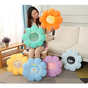 HXIYAN Flower Cushion Cartoon Animal Flower Waist Cushion Plush Floor Cushion Office Chair Cushion Home Decoration Throw Pillow (17.7in, Pink)