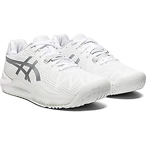 ASICS Women's Gel-Resolution 8 Tennis Shoes, 8.5, White/Pure Silver
