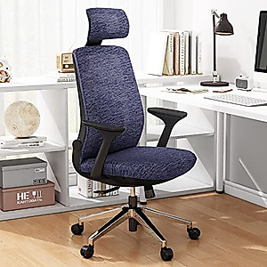 Dripex Mesh Office Chair for Home, Ergonomic Desk Chair with Arms/Lumbar Support/Mesh Back/Adjustable Headrest & Height/Wheels, Computer Chairs Tilt Reclining Swivel Rolling Chair, Purple