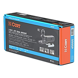 CURT 45005 3-in-1 ATV Trailer Hitch Mount, 1-7/8-Inch Ball, Clevis Pin, 5/8-Inch Hole, Fits 2-Inch Receiver, Gloss Black