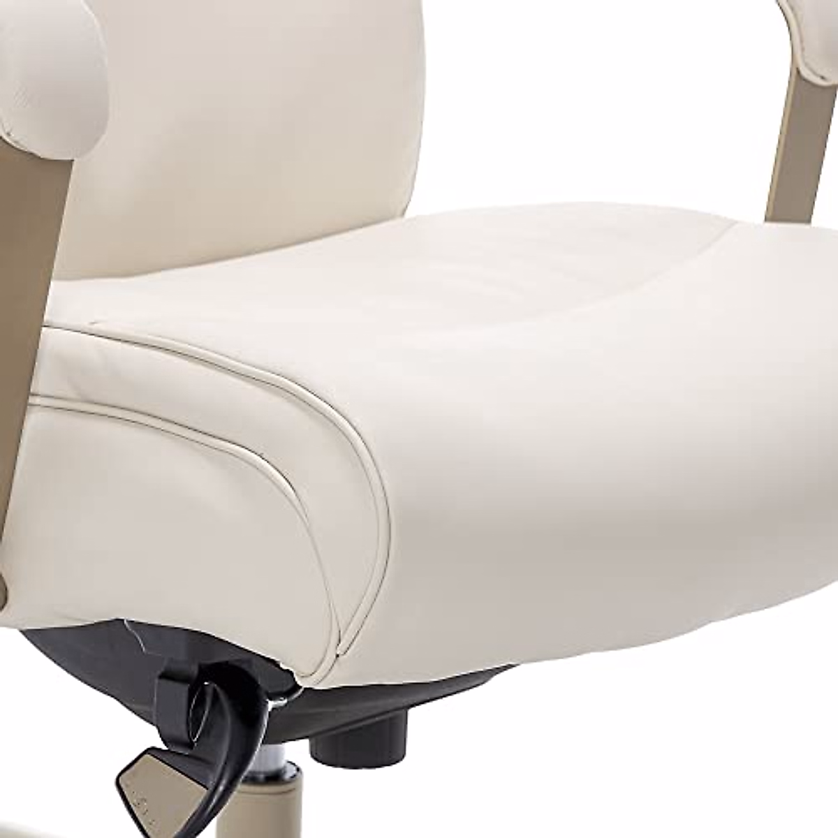 La-Z-Boy Melrose Executive Office, Adjustable High Back Ergonomic Computer Chair with Lumbar Support, Brass Finish, Ivory White Bonded Leather 30D x 25.25W x 40.25H Inch