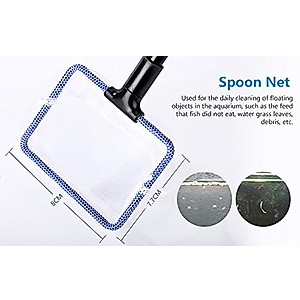 AquaticHI 5 in 1 Aquarium/Fish Tank Cleaning Kit/Tool, Algae Scraper, Fish Net, Sponge, Plant Fork, Gravel Rake, Length 19 inches (Non-Extendable)