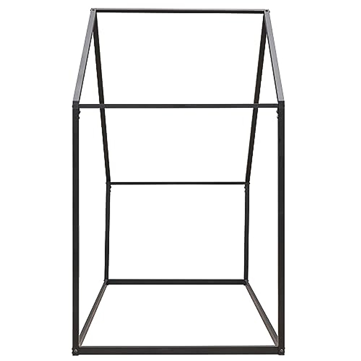 Epinki Twin Size Metal House Bed Kids Bed, Black, Kids Bed, No Box Spring Needed, Easy Assembly