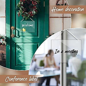 AHANDMAKER 2 Pcs Clear Acrylic Hanging Sign 8.66"x11" Wedding Chair Signs Reserved Seating Signs DIY Blank Names for Wedding Dinner Parties, Food Signs, Banquet Events