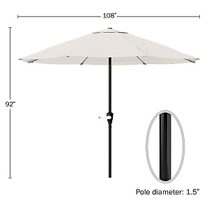Pure Garden Patio Umbrella with Vented Canopy - 9FT Easy Crank Outdoor Umbrella for Shade - For Deck, Balcony, Porch, Backyard, or Pool (Tan)