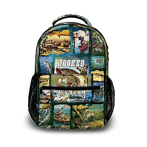 Bass Fishing Backpack School Bag Travel Daypack Rucksack for Students Gifts