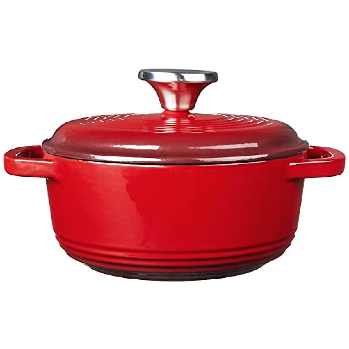 Lodge 1.5 Quart Enameled Cast Iron Dutch Oven with Lid – Dual Handles – Oven Safe up to 500° F or on Stovetop - Use to Marinate, Cook, Bake, Refrigerate and Serve – Red