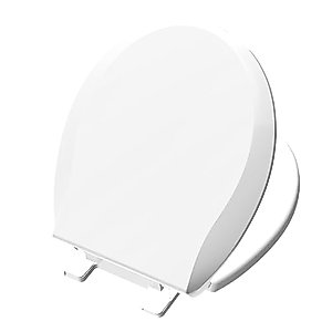 Aünsffer Toilet Seat Round Soft Close16.5'', Toilet Lid Slow Close Quiet No Slam, Easy Installation & Release，Safe PP Material Easy Clean, Comfortable Ergonomic Design, 2 Years Support, White Plastic