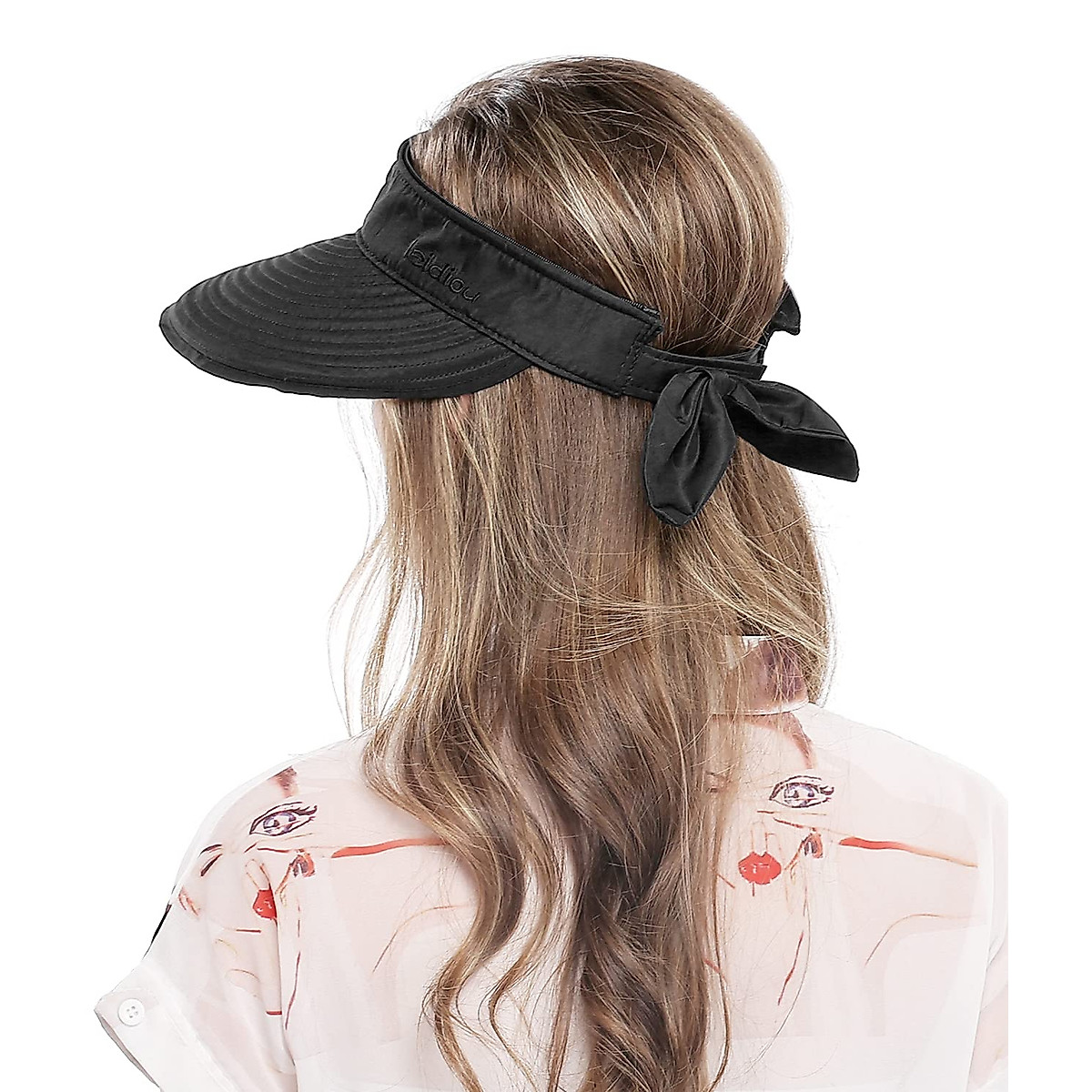 Bellady Women's Visor Hats UV Protection Summer Sun Hats Wide Brim Cap, Black