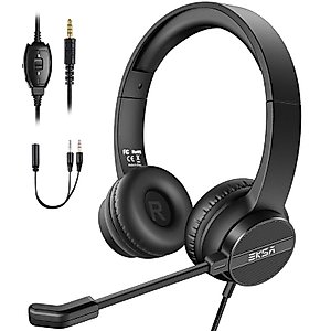 Headsets with Microphone for Laptop, 3.5mm Wired Computer Headset Super-Lightweight Noise Cancelling Headphones with in-line Control Volume & Mute, PC Headset Perfect for Classroom, Home or Office