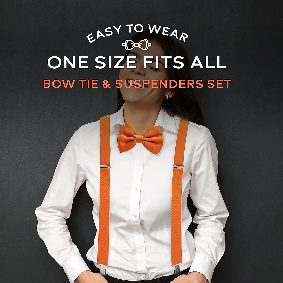 Man of Men - Men's Orange Bowtie & Suspender Set