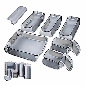 BAGSMART Keep Shape Packing Cubes, 7 Set Packing Cubes for Travel, Lightweight Travel Cubes for Packing, Suitcase Organizer Bags Set for Travel Essentials Grey