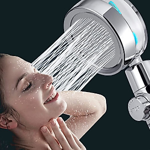 Hydro Jet High Pressure Shower Head Turbocharged Shower Head Handheld Turbo Fan Shower Kit with Replacement Hose/Bracket/Cotton Filters and Bath Loofah, 3 Water Panels for Different Experience