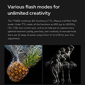 Godox Camera Flash Speedlight for Canon TT685IIC TT685II-C 2.4G Wireless HSS GN60 Flash Compatible with Canon Digital Cameras 6D 7D 50D 60D 500D 550D 600D 650D 1000D 1100D 1DX 580EX II 5D Mark II III