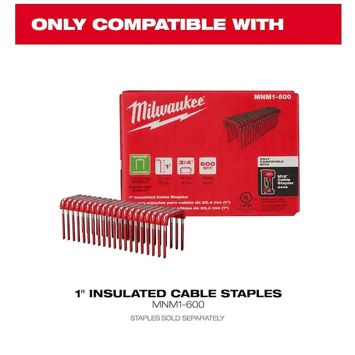Milwaukee M12 12-Volt Lithium-Ion Cordless Cable Stapler (Tool-Only), (2448-20)