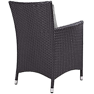 Modway Convene Wicker Rattan Outdoor Patio Dining Armchair with Cushion in Espresso Gray