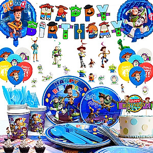 Toy Story Birthday Party Supplies,167pcs Toy Story Party Decorations&Tableware Set-Toy Story Birthday Decorations Balloon Banner Plates Cups Tablecloth etc Toy Story Themed Birthday Party Supplies