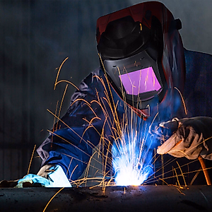 DEKOPRO Solar Powered Welding Helmet Auto Darkening Professional Hood with Wide Lens Adjustable Shade