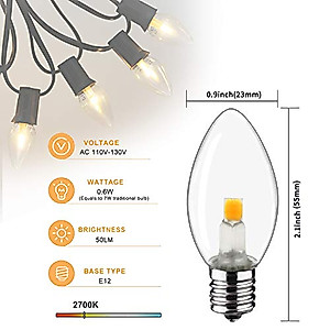 MYEMITTING Night Light Bulb – C7 E12 LED Bulbs – Candelabra, 0.6 Watt Equivalent 7W Incandescent Bulb, Warm White 2700K, Window Candles & Chandeliers Replacement Bulb, 6 Pack