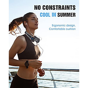 Bladeless Neck Fan, Portable Fan Rechargeable, Personal Fan, Hands Free Around the Neck Fan, 3 Speeds 4000mAh Battery Operated Wearable Cooling USB Hanging Neck Fan for Office, Travel, Outdoor