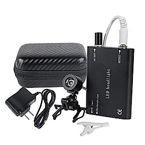 Denshine Portable Black Dental Headlight, Head Light, Headlamp for Dental Surgical Medical Binocular Loupe with Premium Bag