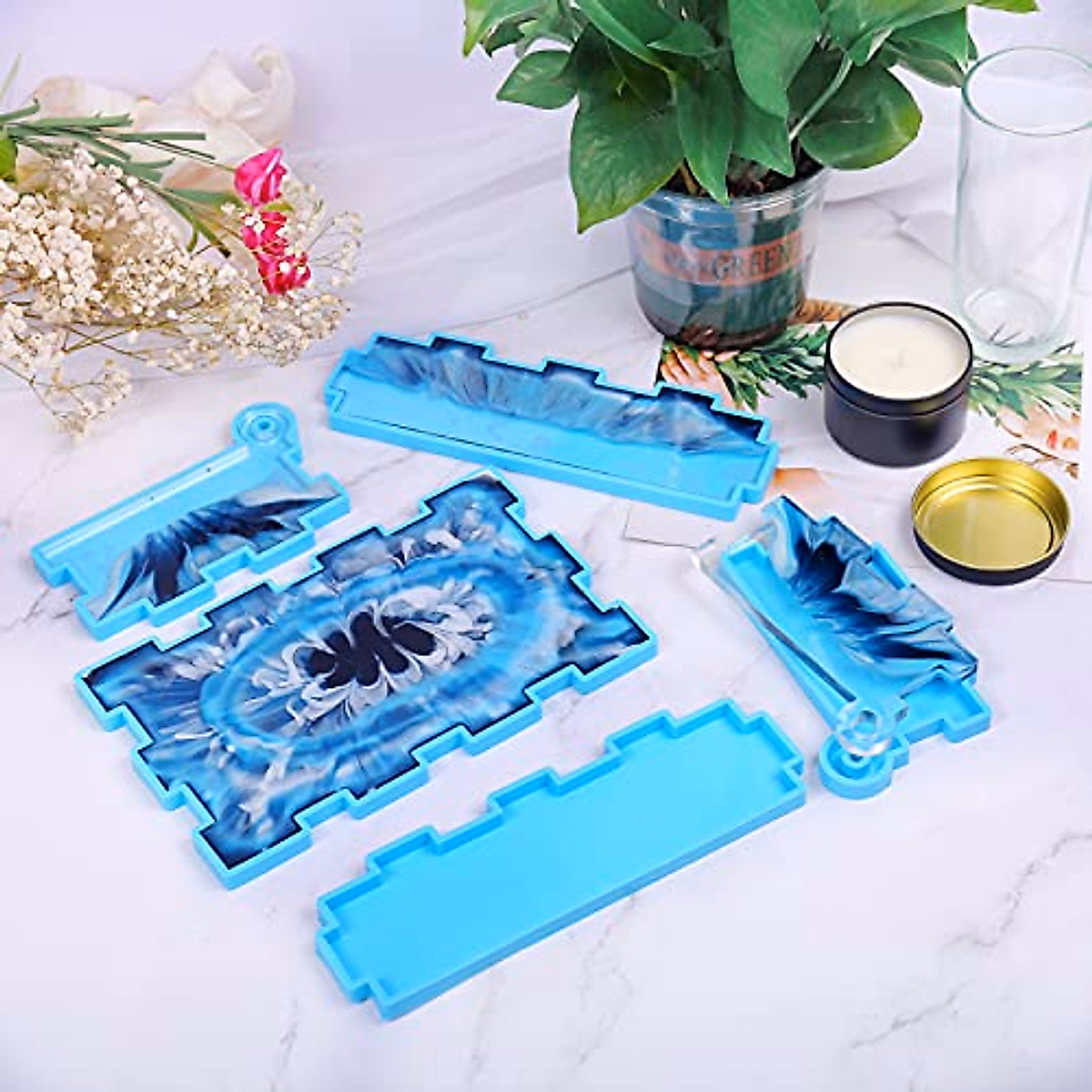 Resin Rectangle Box Mold, Epoxy Resin Silicone Large Storage Container with Lid Set Mould for Casting, Perfect for Dominoes Coffee Pod Jewelry Napkin Candy Cosmetics Trinket Crafts DIY Organizer