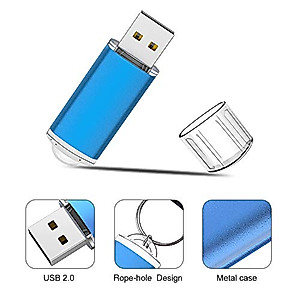 Alihelan 5pcs 16GB Flash Drives USB 2.0 Thumb Drive Bulk Memory Stick Jump Drive Pen Drive Zip Drive for Data Storage (5 Pack, Black/Blue/Green/Pink/Orange, 16 GB)