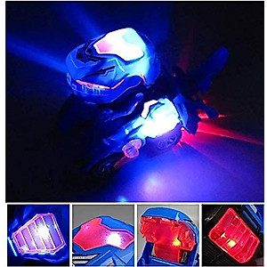 Transforming Dinosaur Toys,Transformer Toys for Kids Car for Boys Age 3-5 Dino Car Dinotrux Toys for Kids with LED Light & Music Automatic Transform for Kids Toddlers Birthday Gifts(Blue)