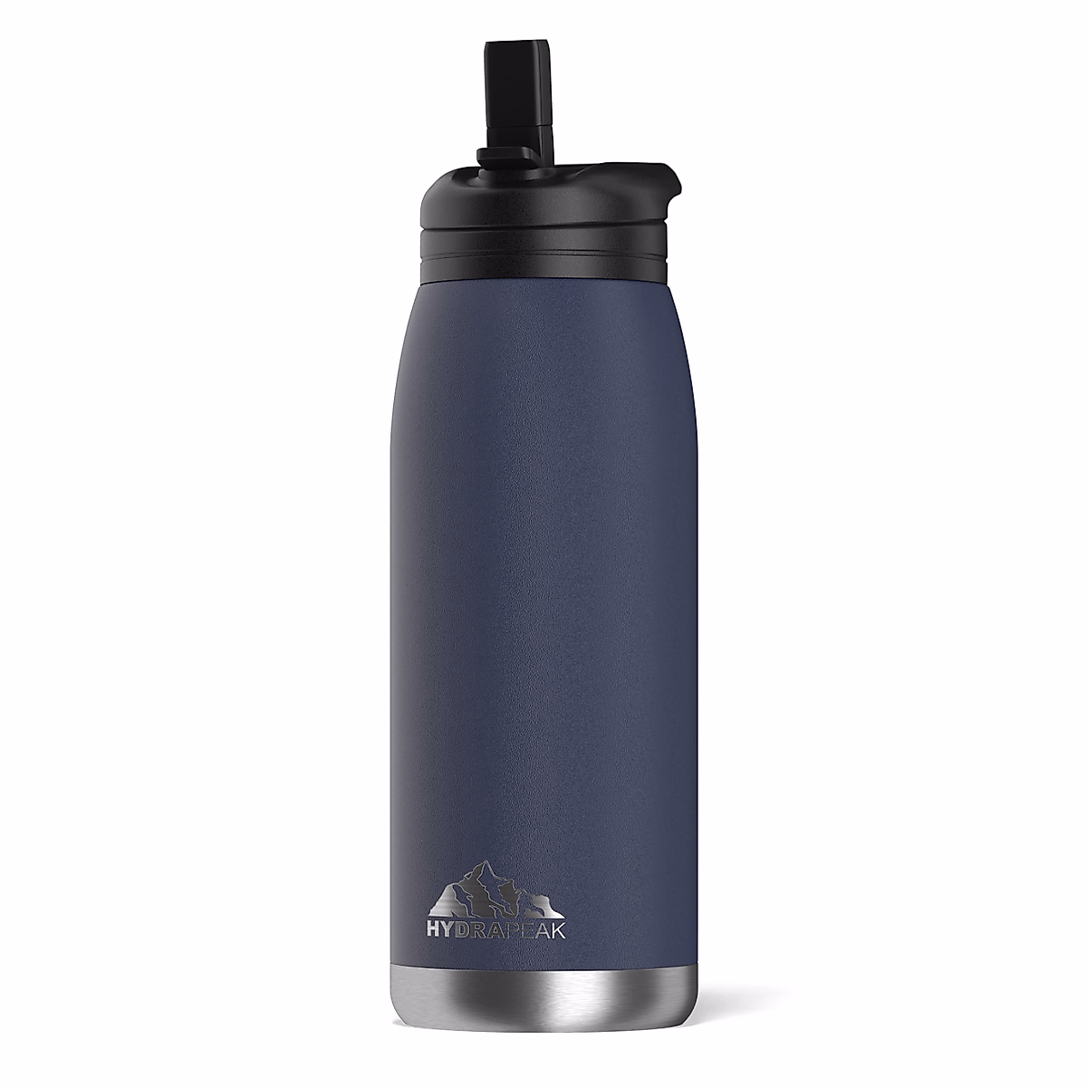 Hydrapeak Flow 32oz Insulated Water Bottle with Straw Lid, Waterbottle, Metal Water Bottle, Insulated Stainless Steel Water Bottles, BPA-Free & Leak-Proof, Straw and Handle (Navy)