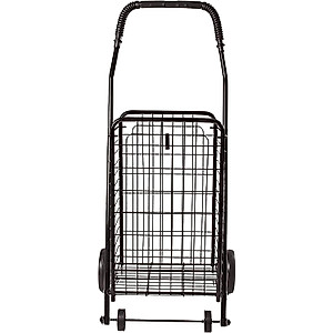 FiveShops Utility Cart with Wheels to be Used as a Shopping Cart, Grocery Cart, Laundry Cart and Stair Climber Cart, Weighs 7.5 Pounds but Holds up to 90 Pounds, Compact and Foldable, Black