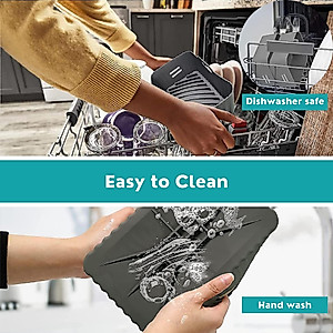 Air Fryer Silicone Pot Rectangular for Ninja Foodi Dual DZ201/DZ401 10QT, Reusable Silicone Airfryer Liner Replacement Baking Tray Basket | Non-stick | Easy Cleaning | Food Safe | Gray / 2Pcs