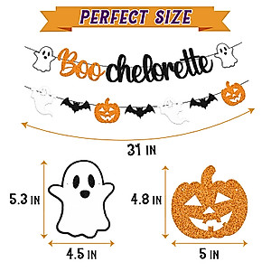 Halloween Boochelorette Banner Ghost Pumpkin Bat Theme for Bachelorette Wedding Bridal Shower Engagement Party Glitter Decorations Supplies