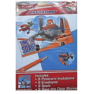 Unique Disney Planes Birthday Party Supplies Bundle Pack includes 16 Postcard Invitations, 16 Envelopes, 16 Seals, 16 Save the Date Stickers
