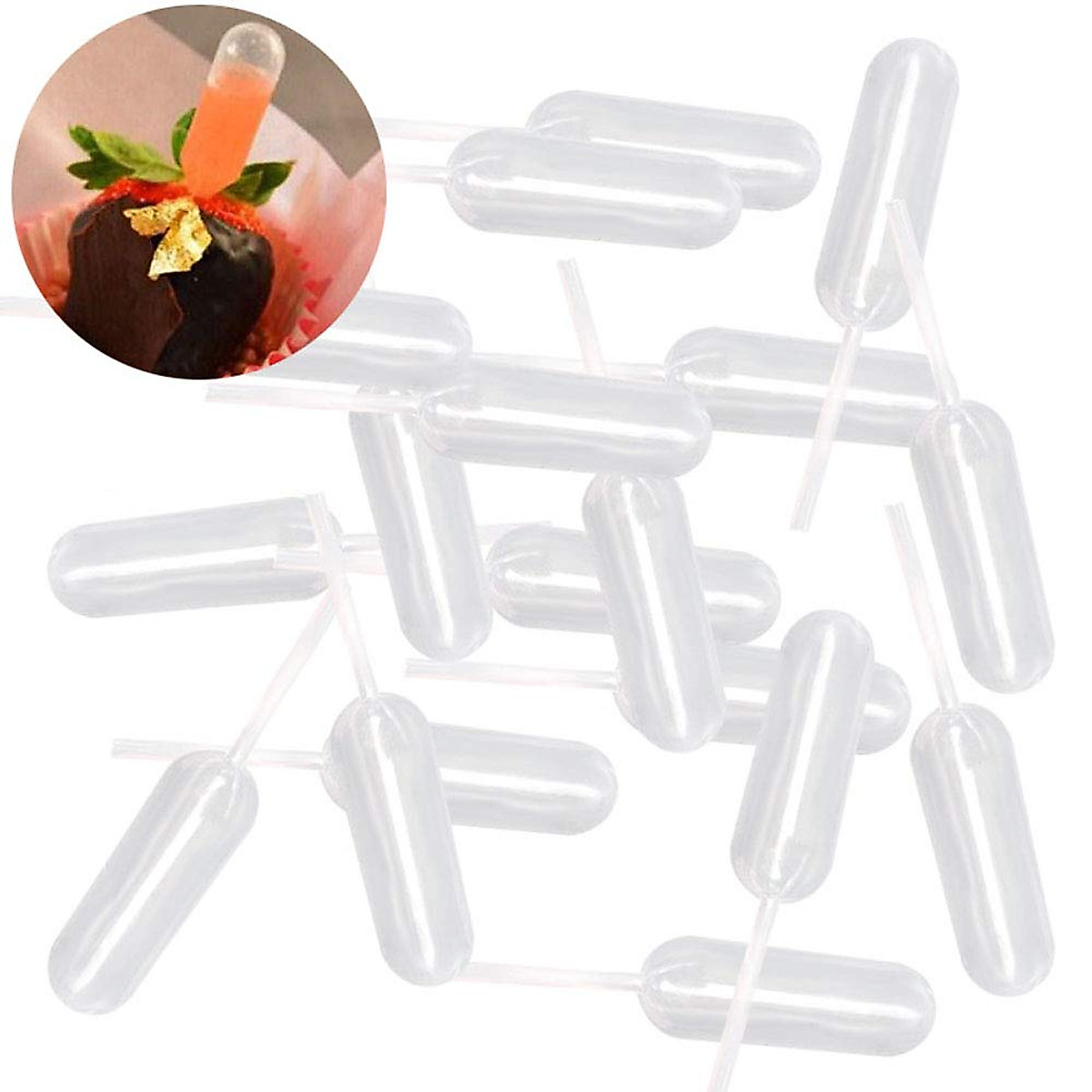 100 Pcs 4ml Clear Plastic Pipettes Disposable Liquid Dropper Pipettes Squeeze Transfer Pipettes Liquid Injector for Strawberry Cupcakes, Chocolate and Ice Cream