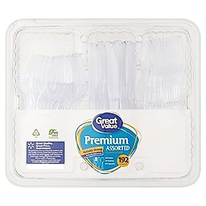 Great Value Premium Assorted Clear Cutlery, 192 Count