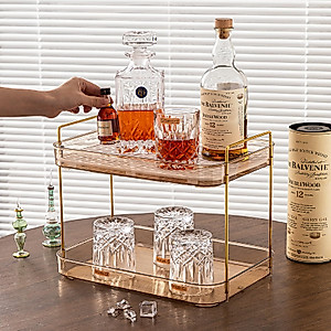 Seoneiro Whiskey Tray, Glass Cup Rack, Mug Holder, Coffee Cup Organizer, Bathroom Countertop Organizer Organizer with Drain Board Wine Glass Decorative Organizer, Food Tray, Kitchen Spice Rack